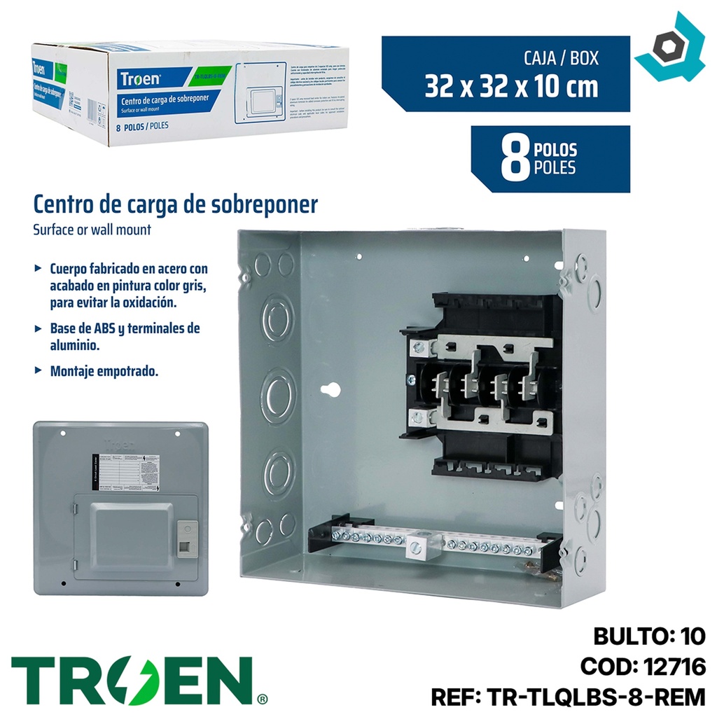 TABLERO ELECTRICO 8 CIRCUITOS THQL TROEN | Litani Import Export